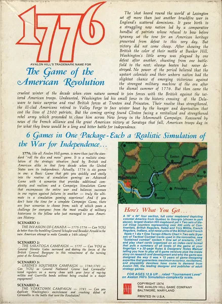 1776: The Game of the American Revolutionary War (1974) - Avalon Hill ...