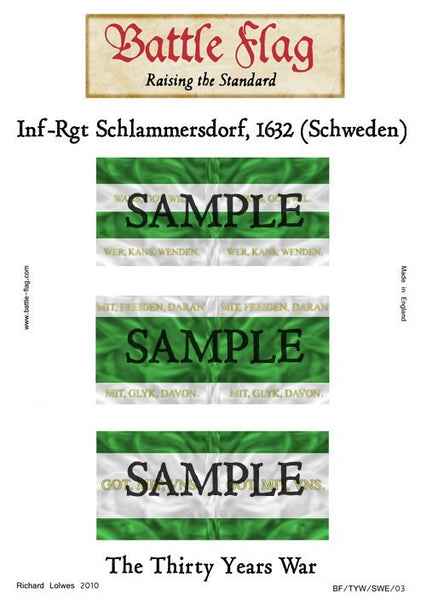 Battle Flag - Swedish Infantry - Schlammersdorf Infantry Regiment 1632 ...